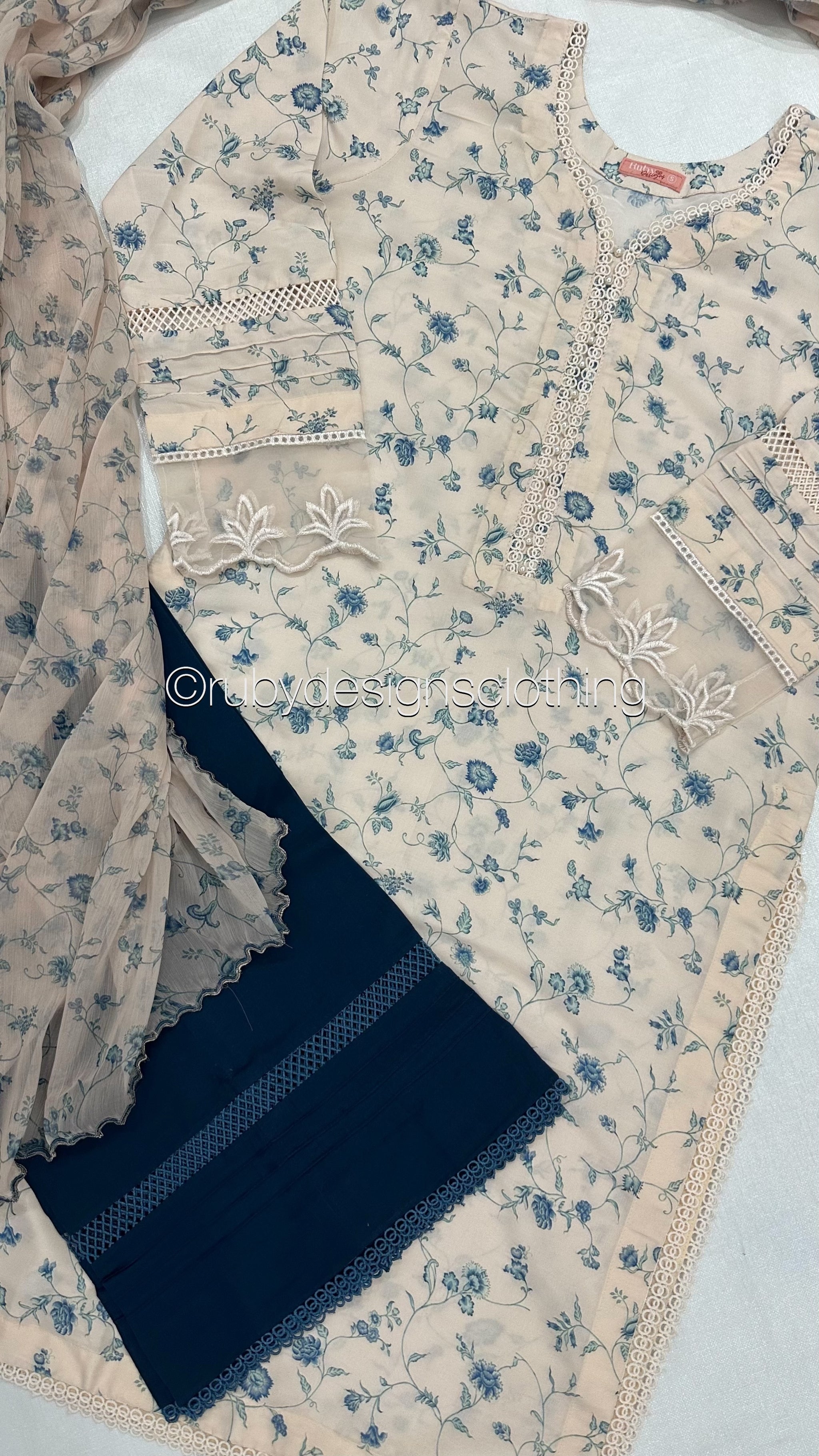 LARAIB- 3 Piece Off-White Swiss Lawn Suit with Chiffon Dupatta – Ruby Designs Clothing Ltd